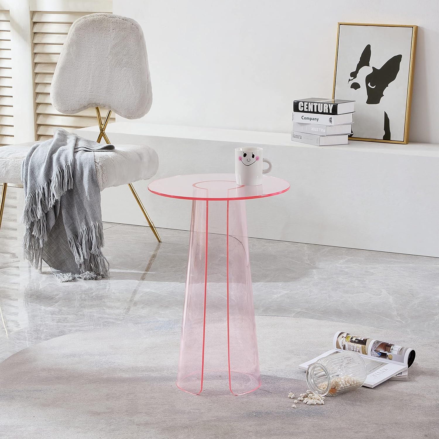 Amazon.com: ACRYLCASE Coffee Table Light Pink Transparent Color Acrylic ...
