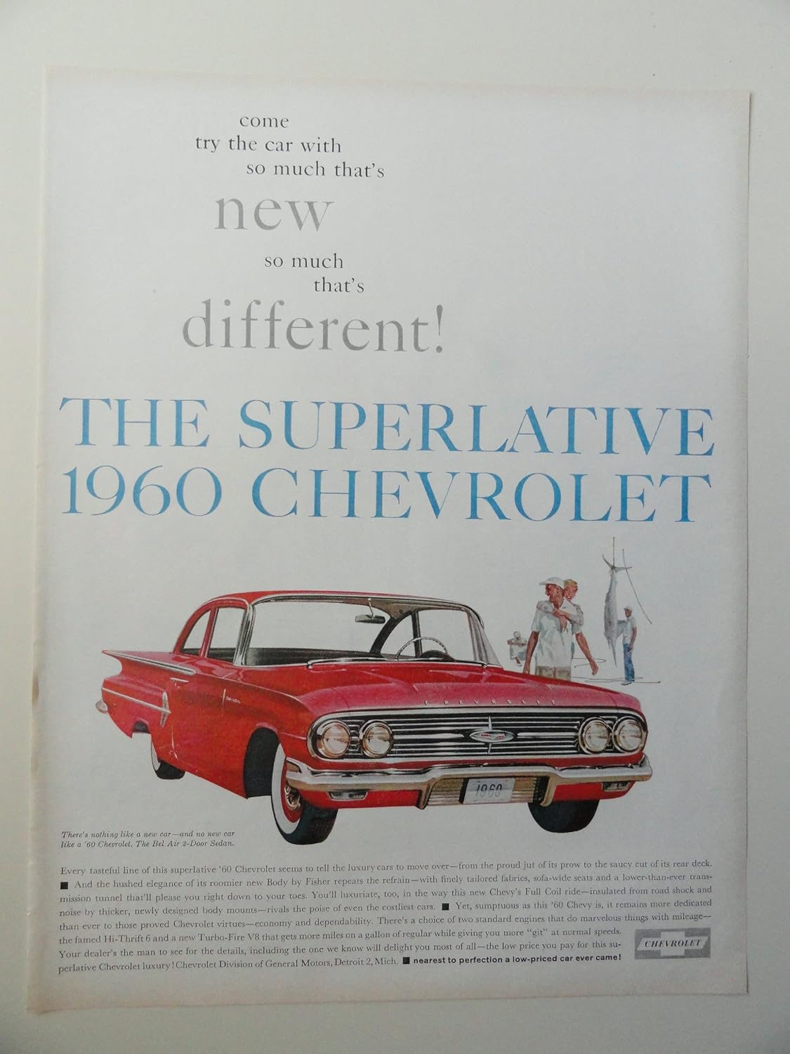 Amazon.com: Chevrolet Bel Air 2 door sedan,1959 Print Ad. Color ...