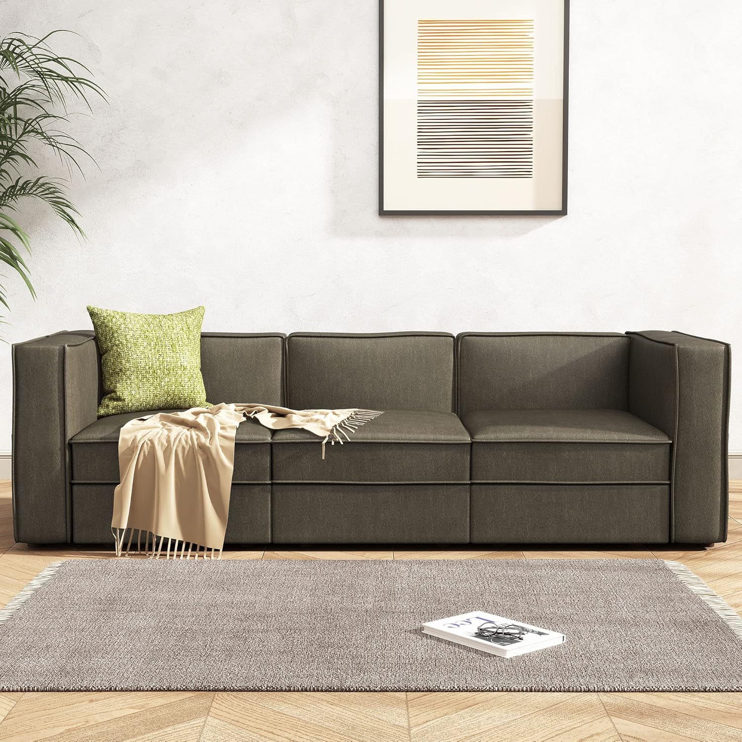 Nolany Convertible Sectional Sofa, Reversible Sectional Couch, Modular ...