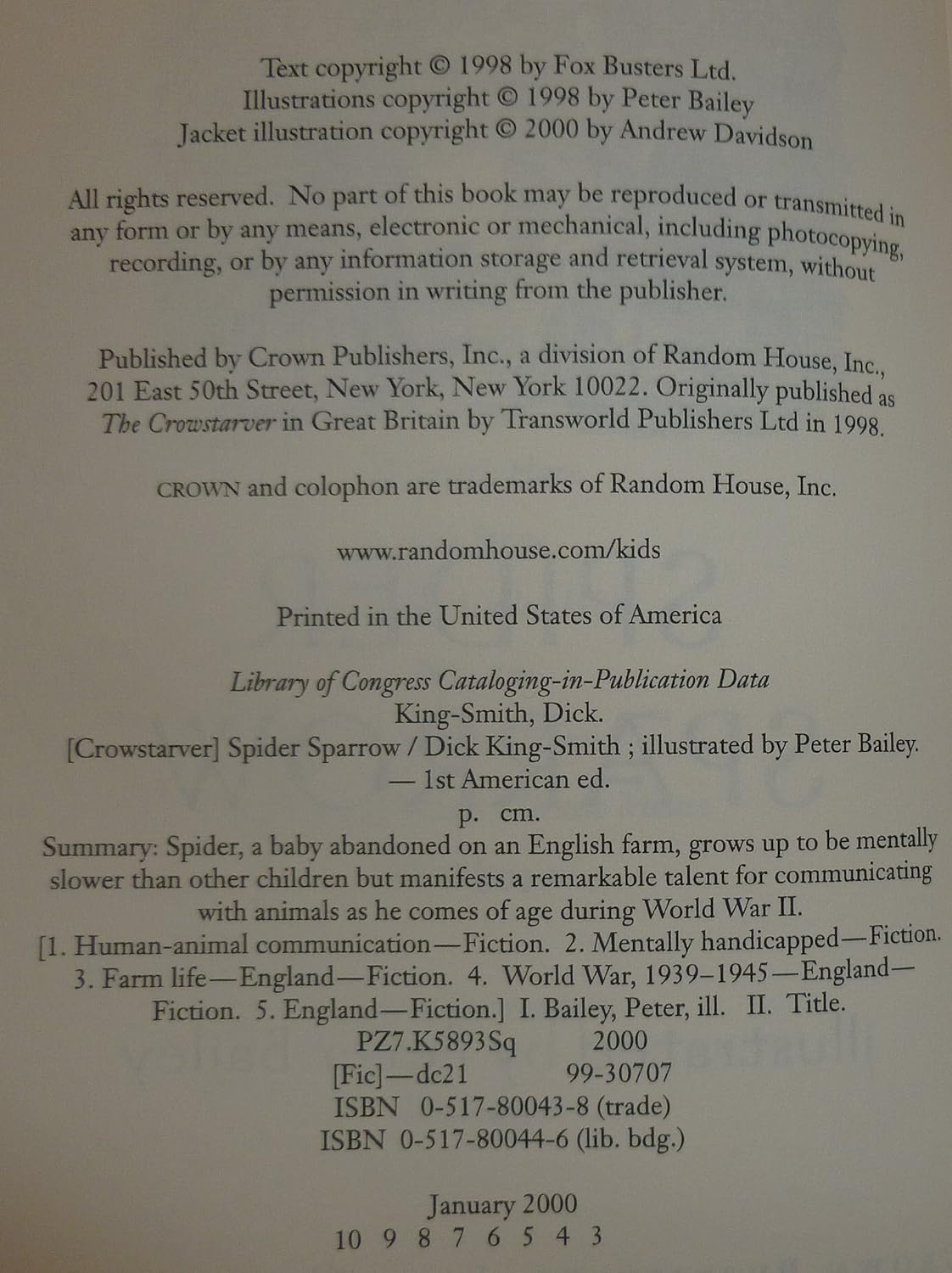 Spider Sparrow: King-Smith, Dick: 9780517800430: Amazon.com: Books