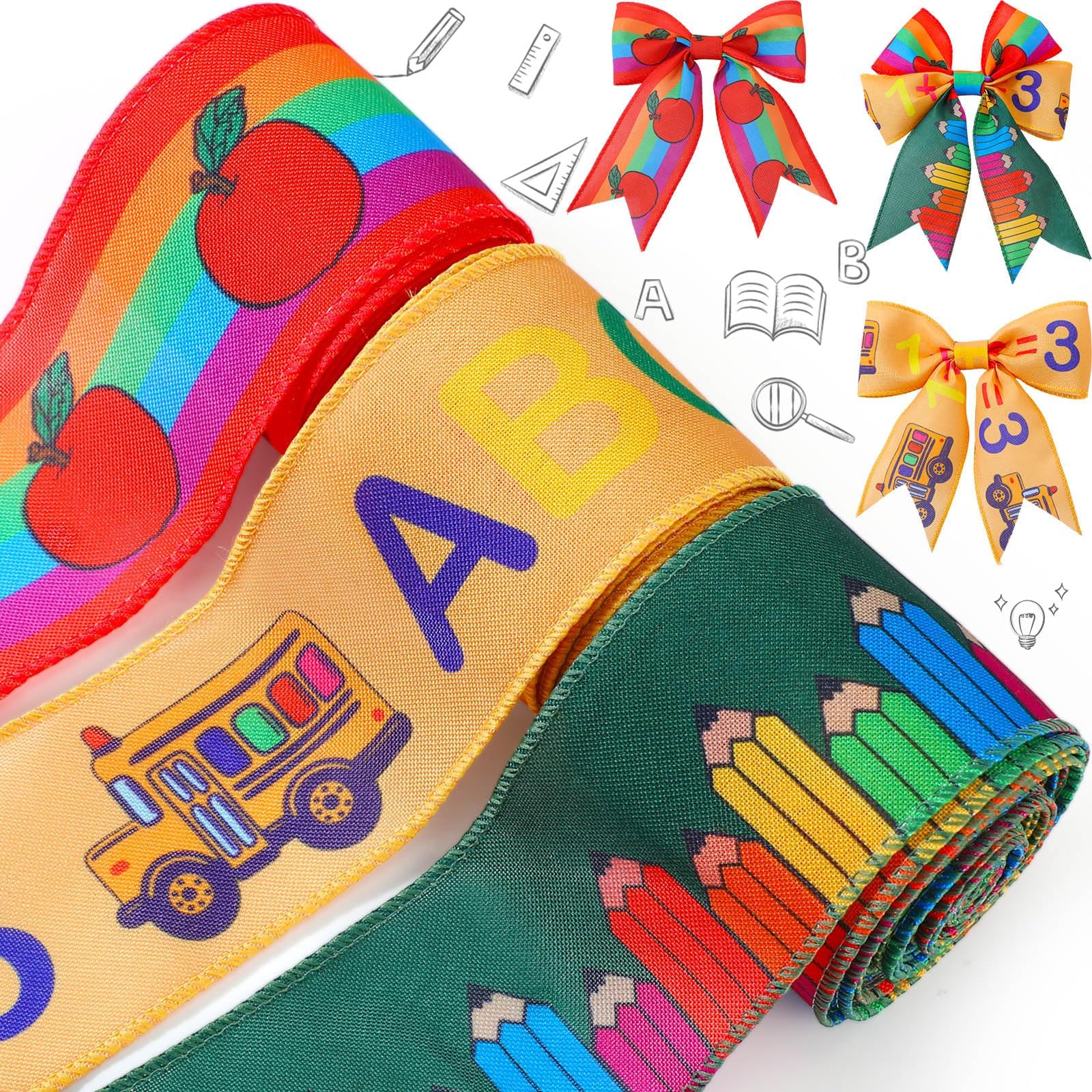 Amazon.com: AnyDesign 20 Yards Back to School Wired Edge Ribbons School ...
