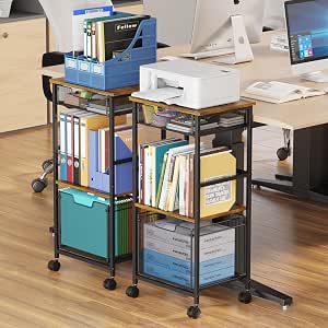 Amazon.com: Rolling File Cabinet Cart with Drawers, 4-Tier Hanging File ...