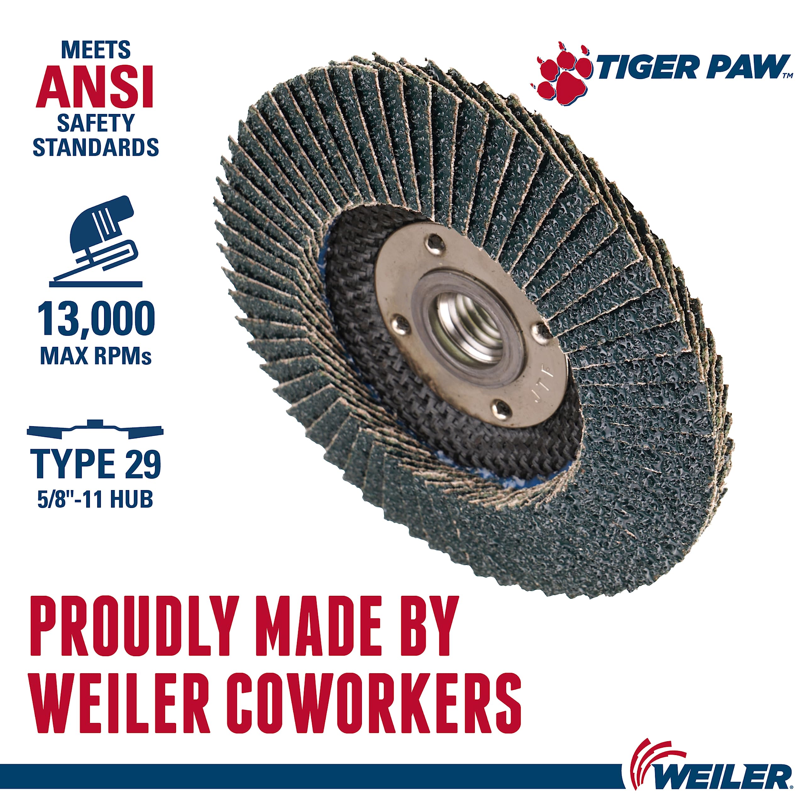 Snapklik.com : Weiler 51123 4-1/2" Tiger Paw Abrasive Flap Disc, Conical