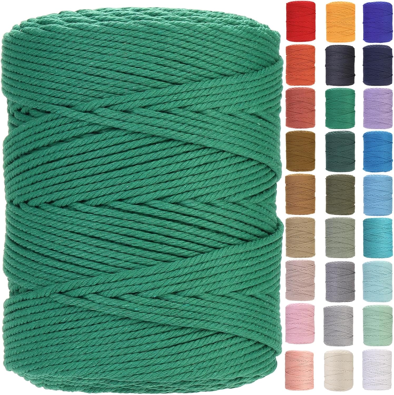 Amazon.com: Macrame Cord 4mm x 328yards Natural Cotton Cord Colored ...