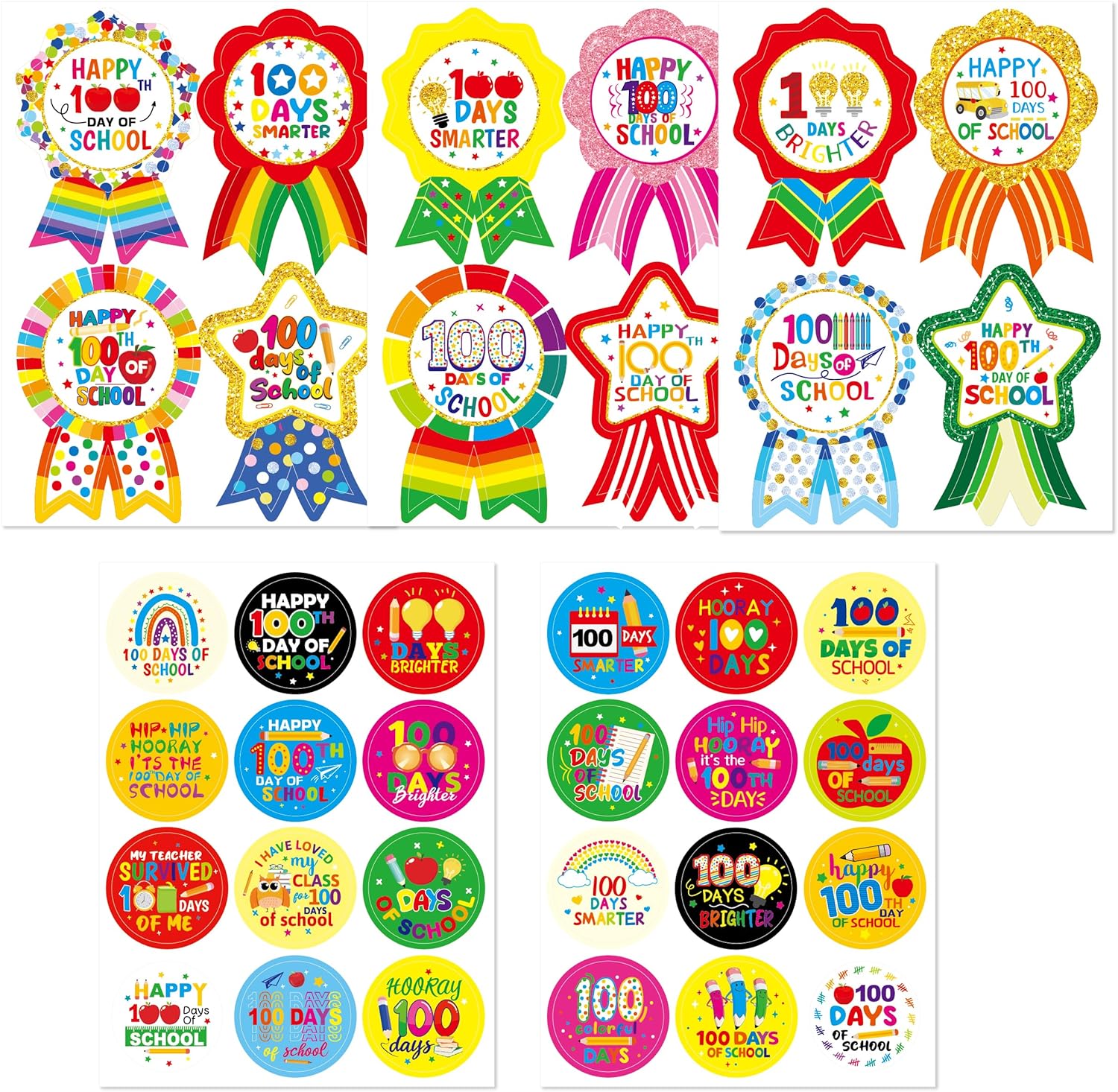 Amazon.com: 100 Days of School Stickers 100th Day Smarter Badge Sticker ...