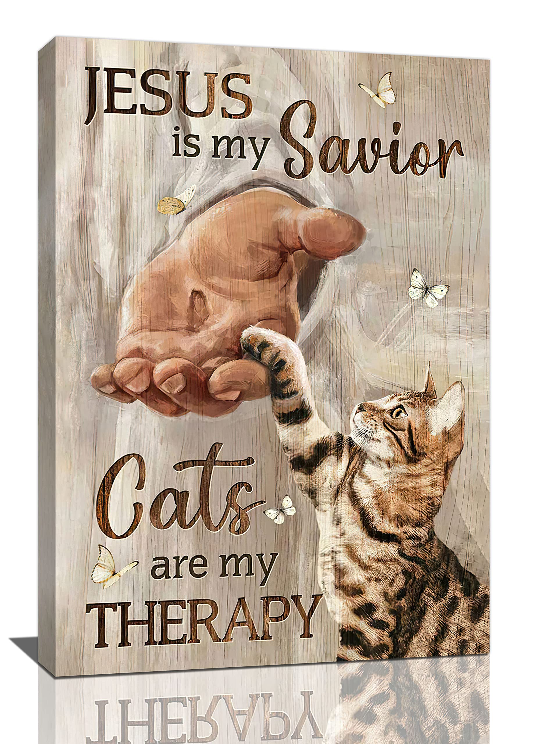 Amazon.com: Christian Cat Wall Art Cat Jesus Pictures Wall Decor ...