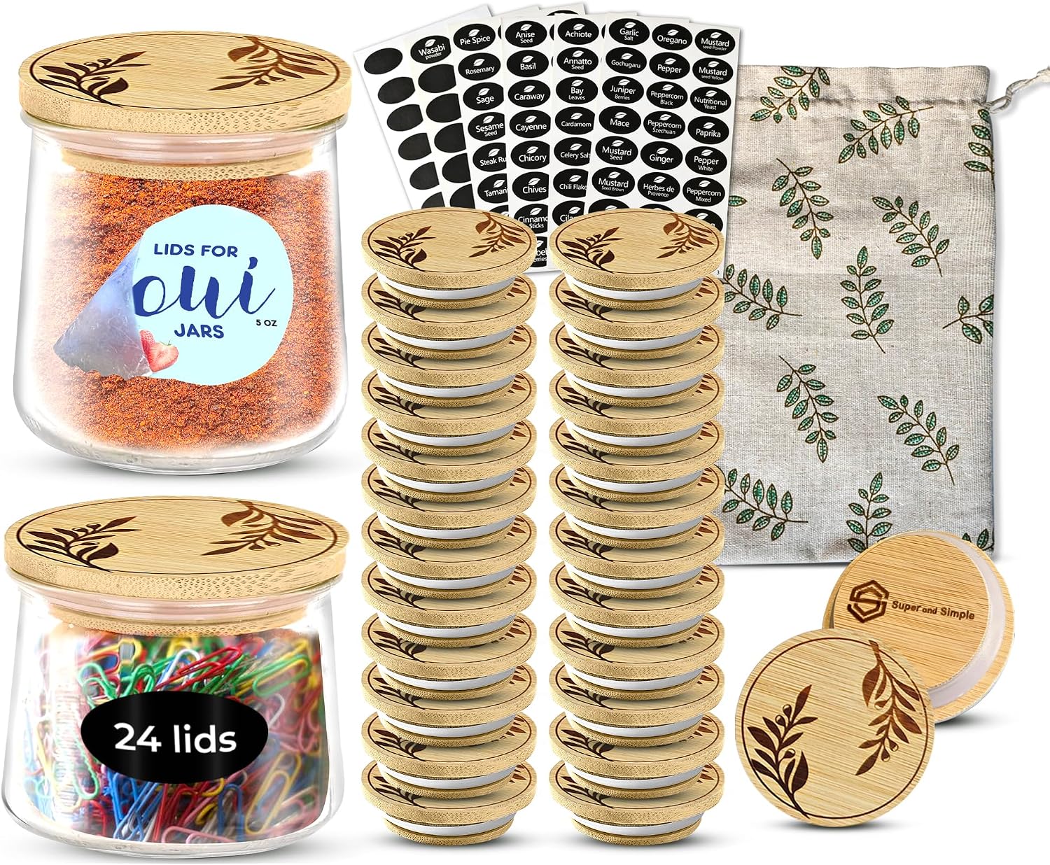 Amazon.com: Oui Yogurt Jar Lids Bamboo Olive Branches – 24 Pack ...