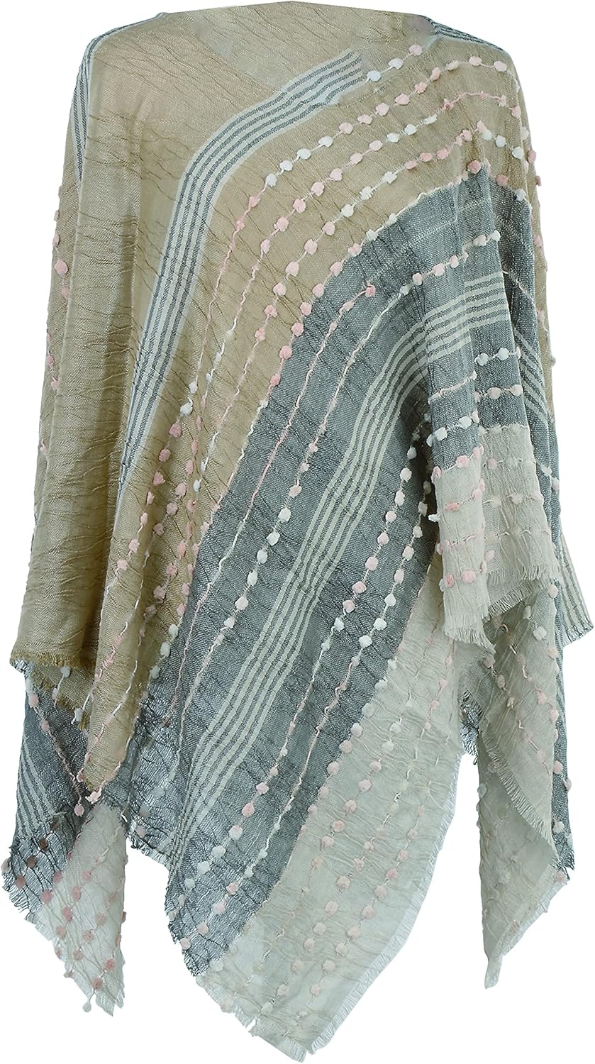 DEMDACO Textured Stripe Tan Mix One Size Fits Most Polyester Fabric ...