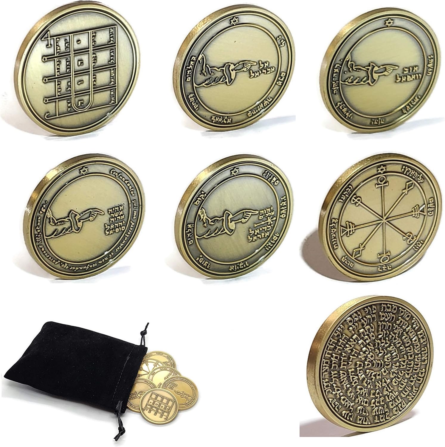 Kabbalah Set: King Solomon Seal Coin Talisman + 6 Moon Pentacles in ...