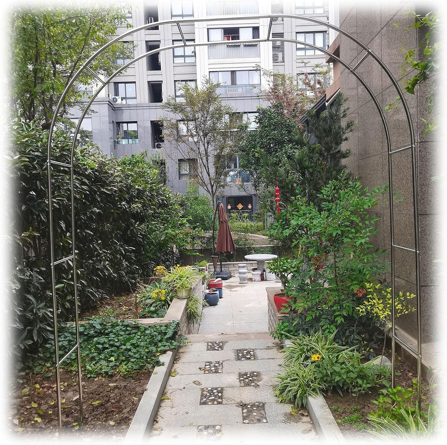 Amazon.com : Garden Arbor Archway Steel Frame Stainless Steel Garden ...