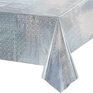 Amazon.com: GREATRIL Party Table Cover Disposable Silver Table Cloths ...