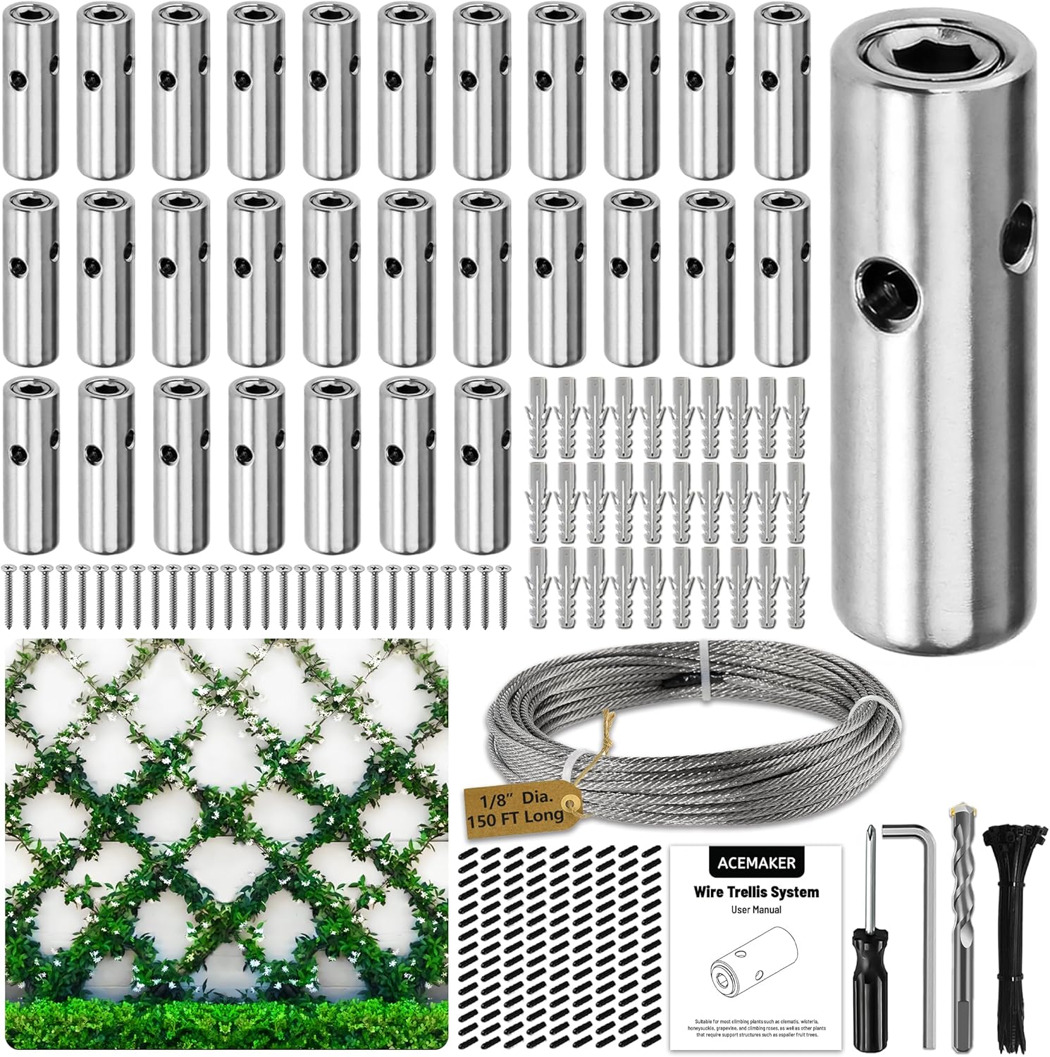 Amazon.com : Acemaker Wire Trellis for Climbing Plants Outdoor, 30 Sets ...
