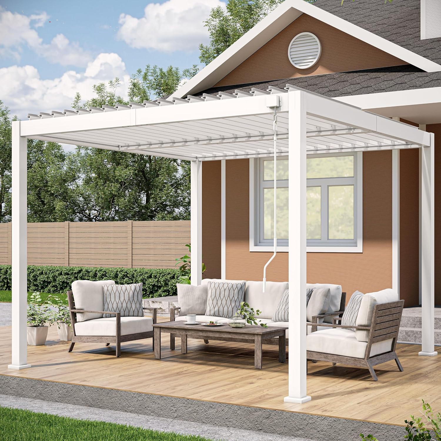 Amazon.com: Oasbira Outdoor Louvered Pergola 10x10 Aluminum Pergolas ...