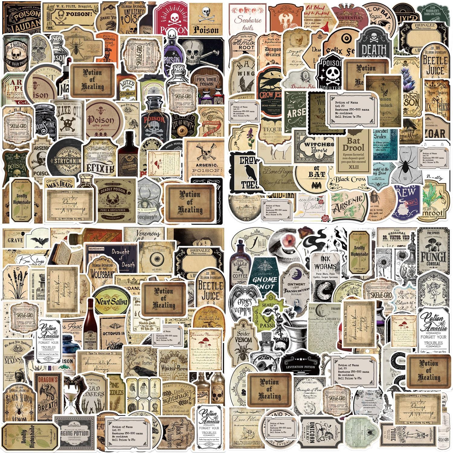 Amazon.com: 200pcs Potion Labels - Waterproof Gothic Wine Bottle ...