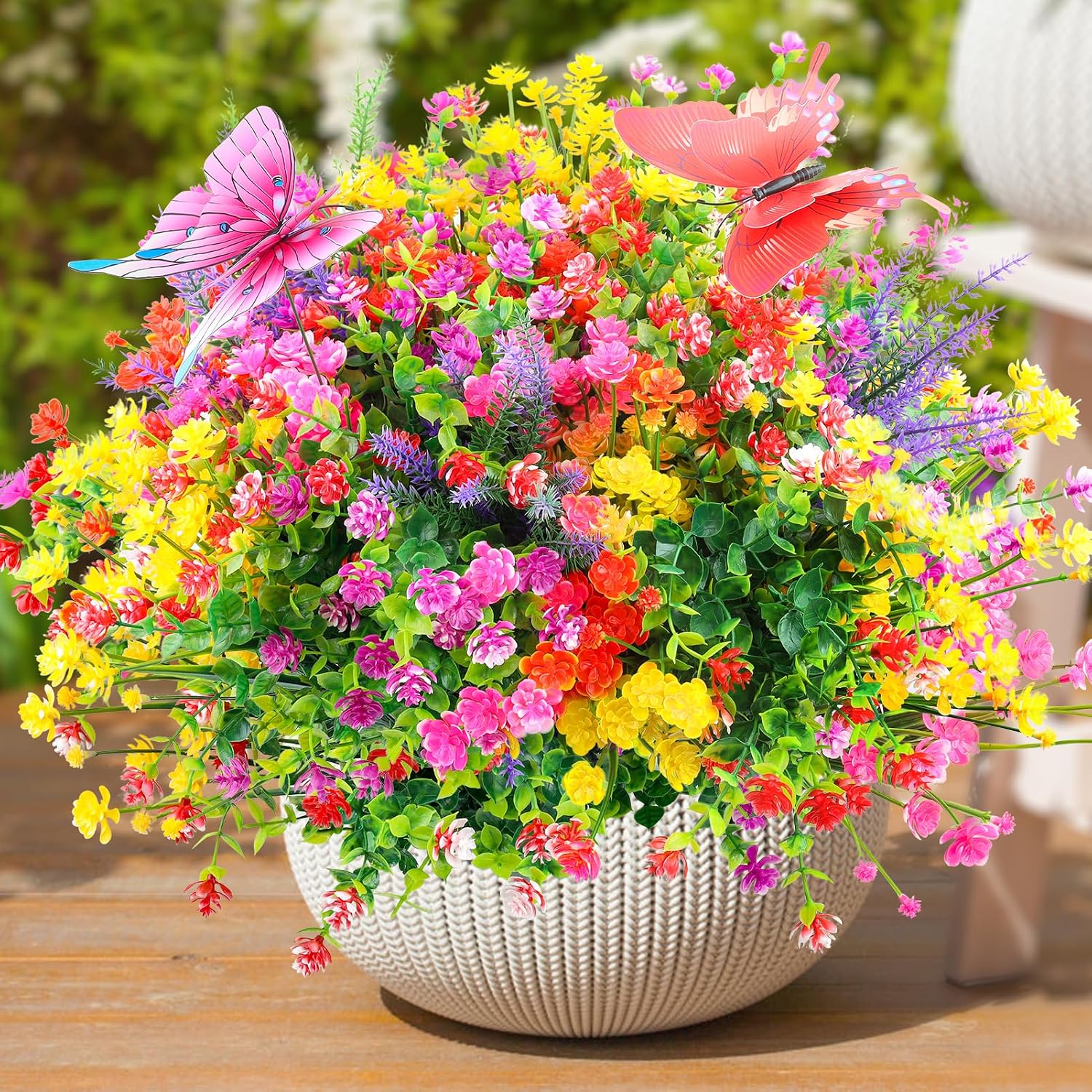 Amazon.com: 24PCS Artificial Flowers for Outdoors,Realistic UV ...