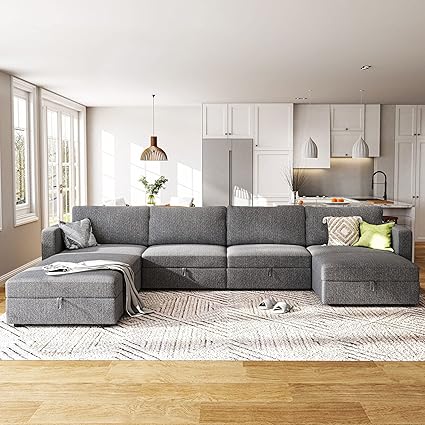 Amazon.com: HONBAY 149'' Modular Sectional Sofa U Shaped Modular Couch ...