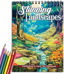 Amazon.com: TPLHOUSE Stunning Landscapes Coloring Book Spiral Bound for ...