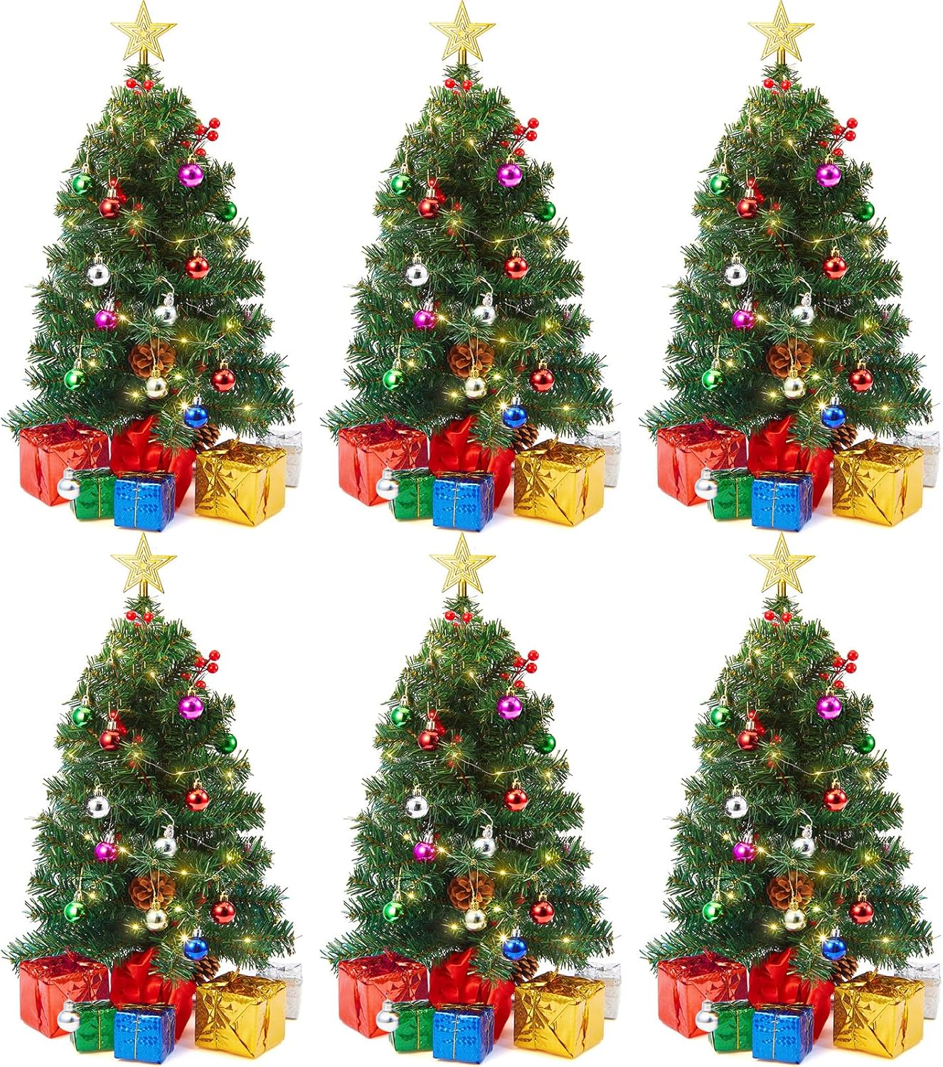 Amazon.com: Leyndo 6 Pack 24" Table Top Mini Christmas Tree Set ...