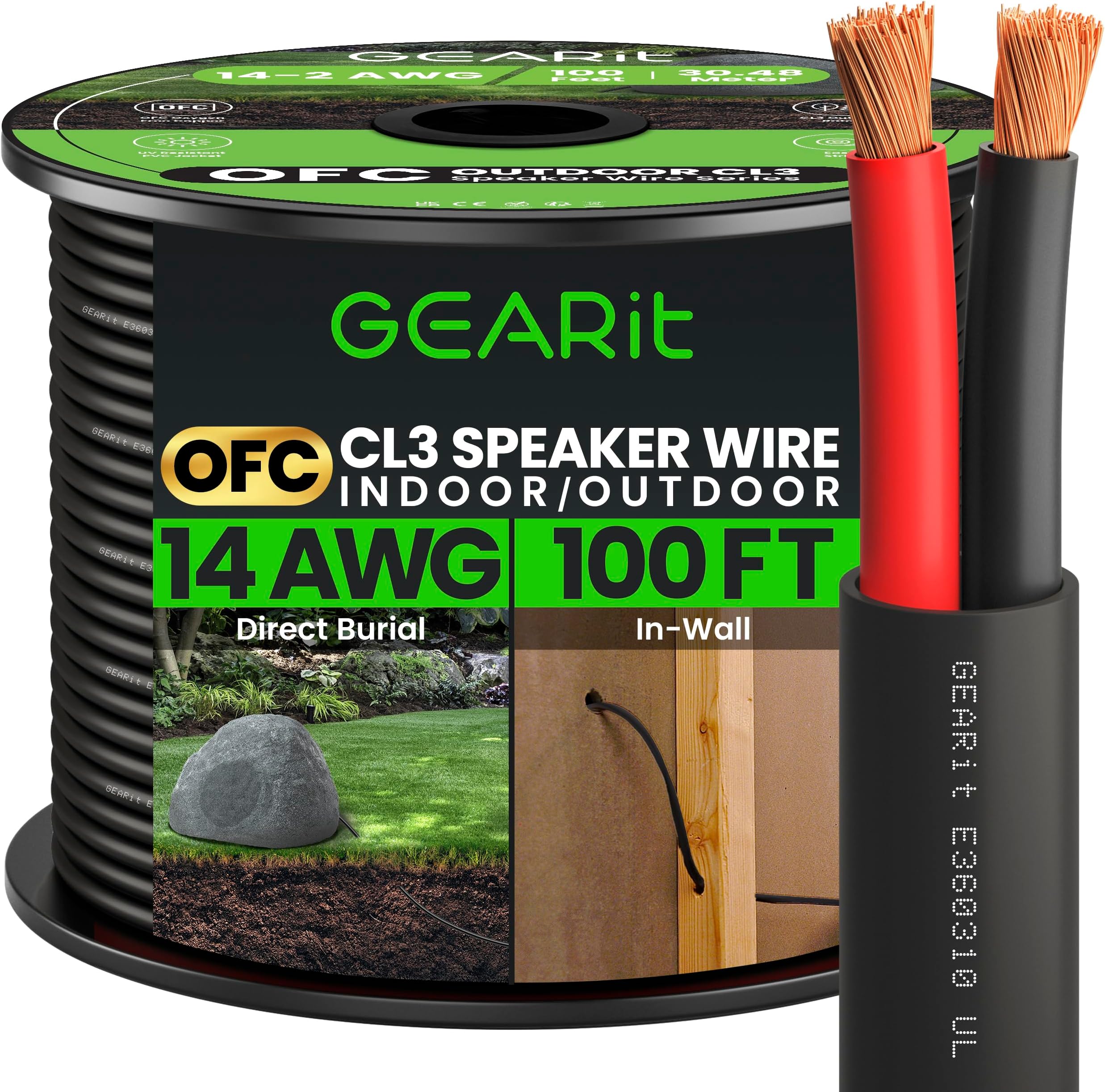 Amazon.com: GearIT 500ft 14ga Black Speaker Wire & 12 Banana Plug ...