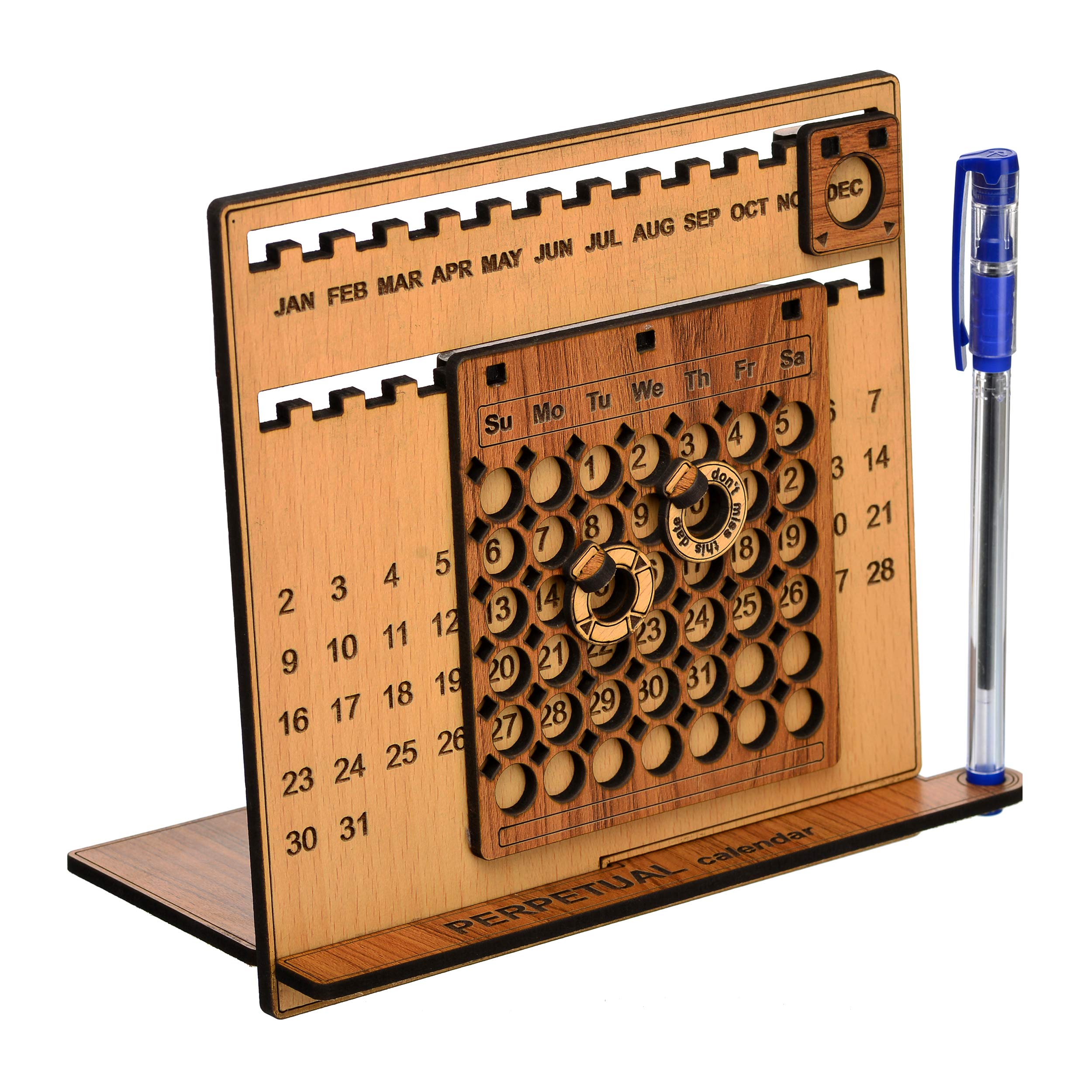 MD Proelectra Wooden 3D Perpetual Desk Calendar with Pen Stand, Don't ...