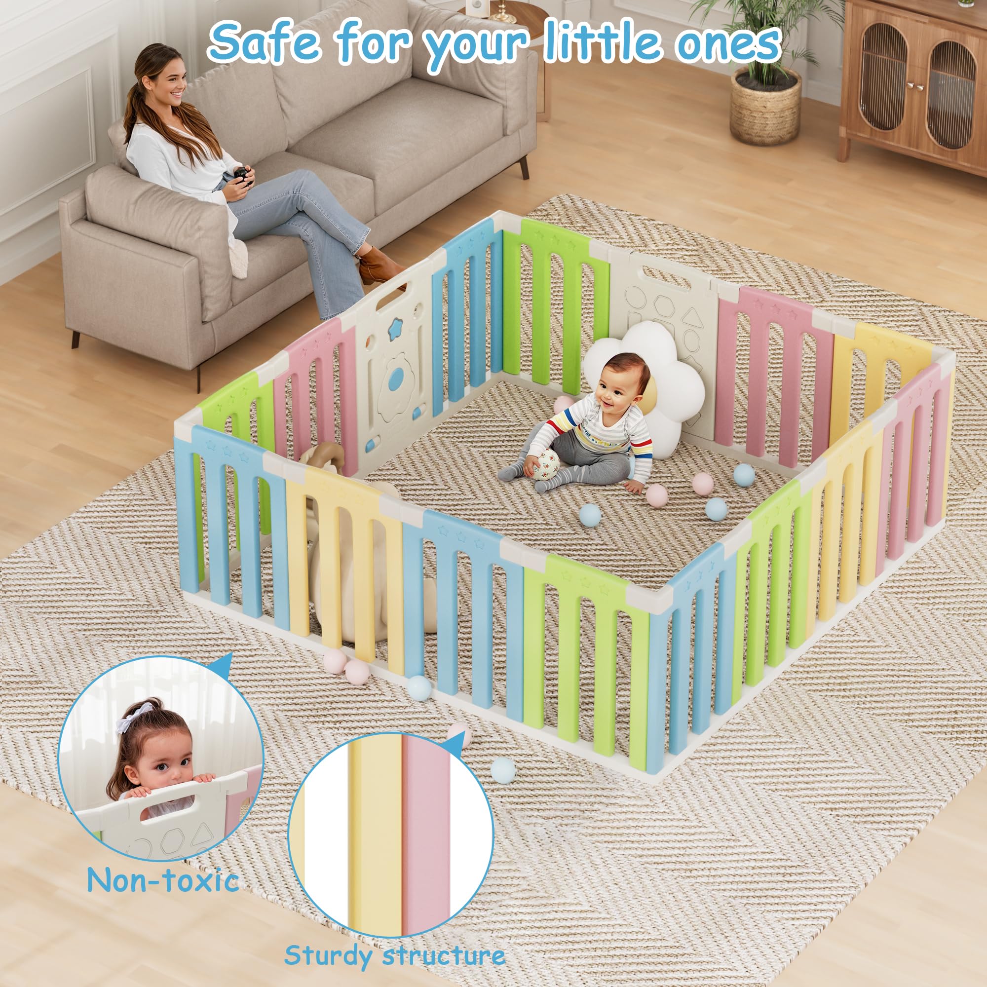 Snapklik.com : JUMMICO Baby Playpen, 26 Sq Extra Large Playpen For ...
