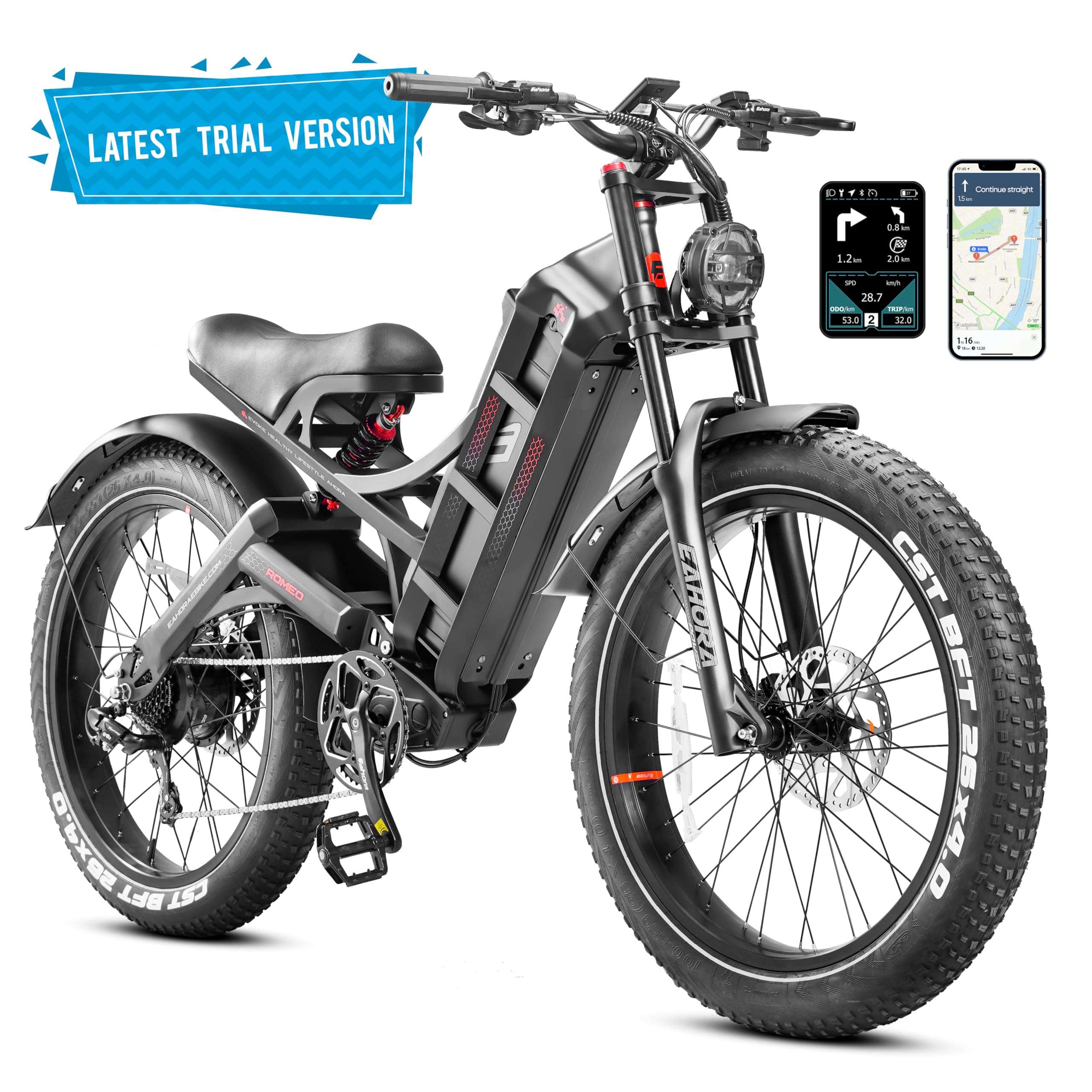 Buy eAhora Romeo Pro (2024 Upgraded) Electirc Bike(with 3 Combinations) 60AH Peak 1600W Electric ...
