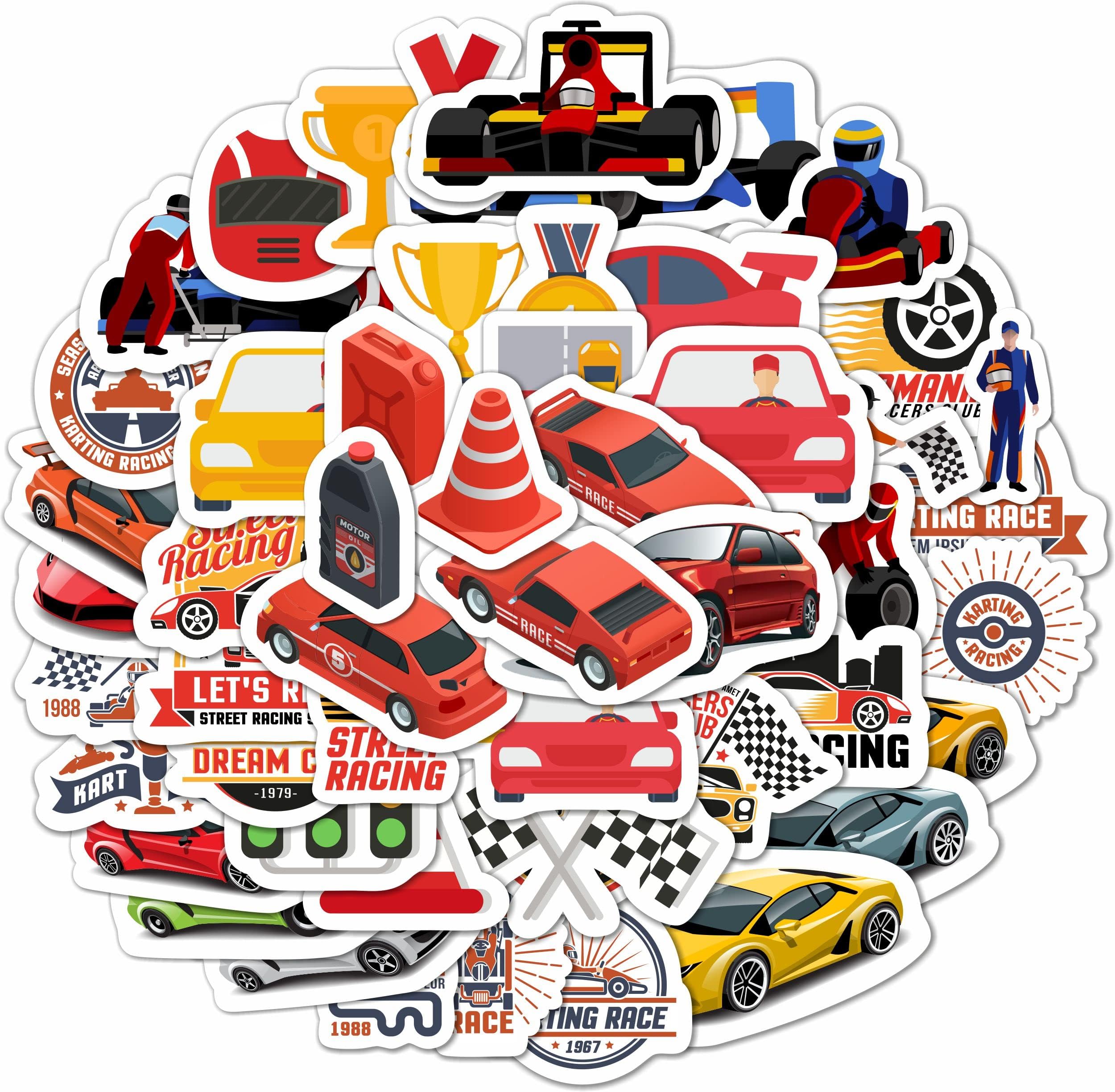 Amazon.com: Race Car Birthday Party Stickers, Let's Go Racing Racecar ...