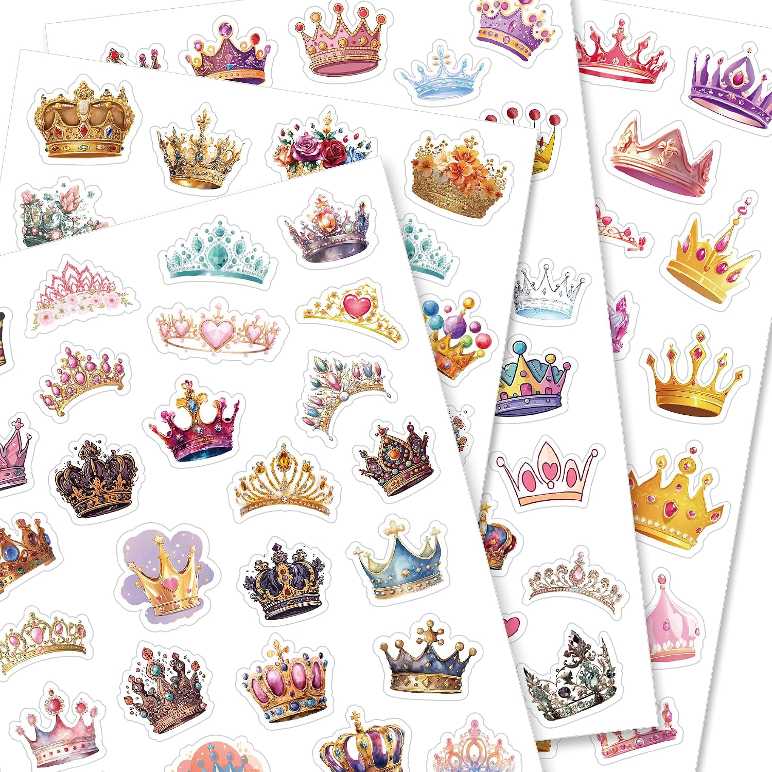 Amazon.com: Crown Stickers 645count Princess Tiaras King Theme Crown ...