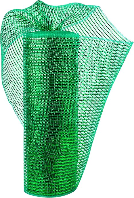 Amazon.com: HUIHUANG Emerald Green Deco Mesh 10 inch Deluxe Wide Foil ...