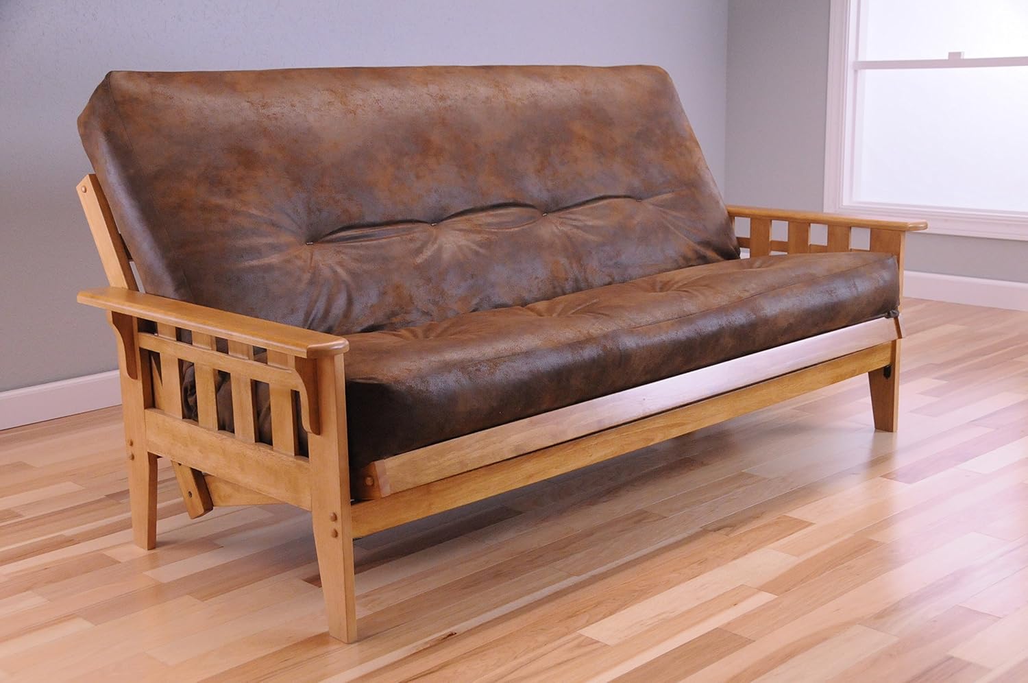 Amazon.com: Wooden Futon Mission Style Maple Butternut Light Wood with ...