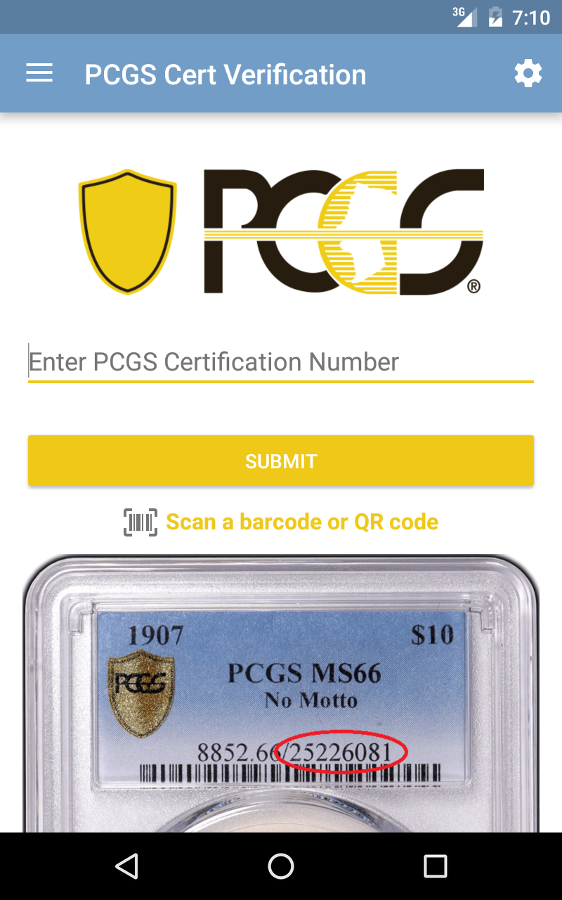 PCGS Cert Verification - Coins & Banknotes - App on Amazon Appstore
