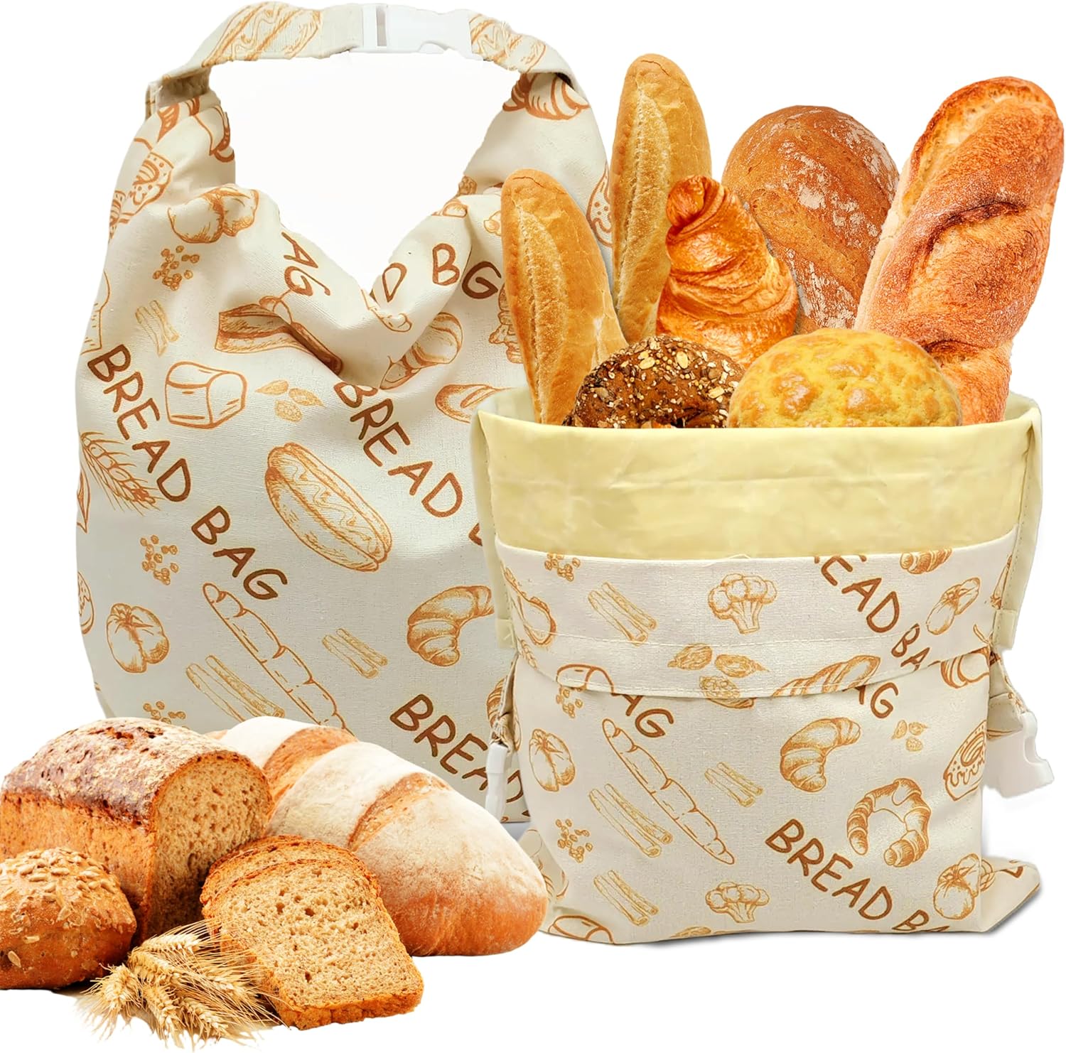 Amazon.com: Reusable Premium Beeswax Bread Bag,2 Pack XL Sourdough Bags ...