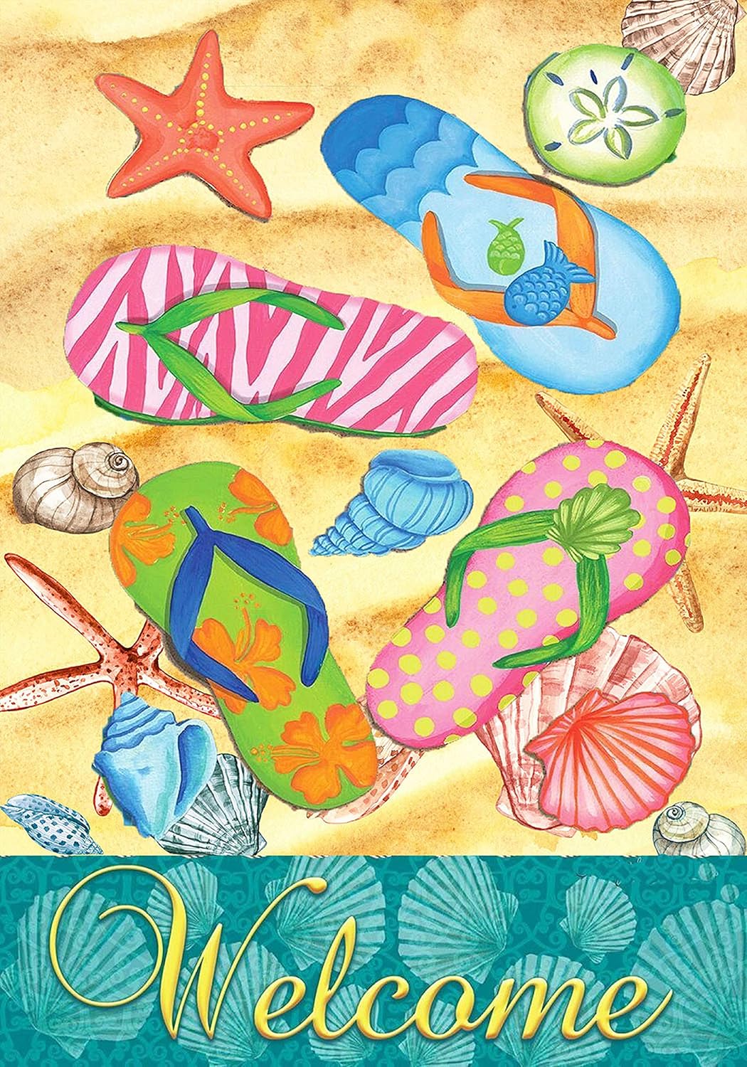 Amazon.com : Wamika Summer Beach Flip Flops Garden Flag 12 x 18 Double ...