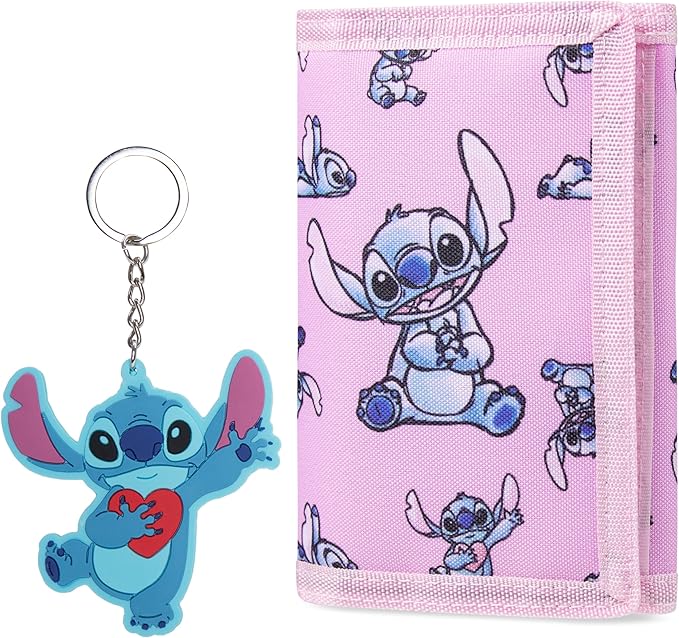 Amazon.com: Disney Stitch Kids Wallet and Keyring Gift Set Cute Trifold ...