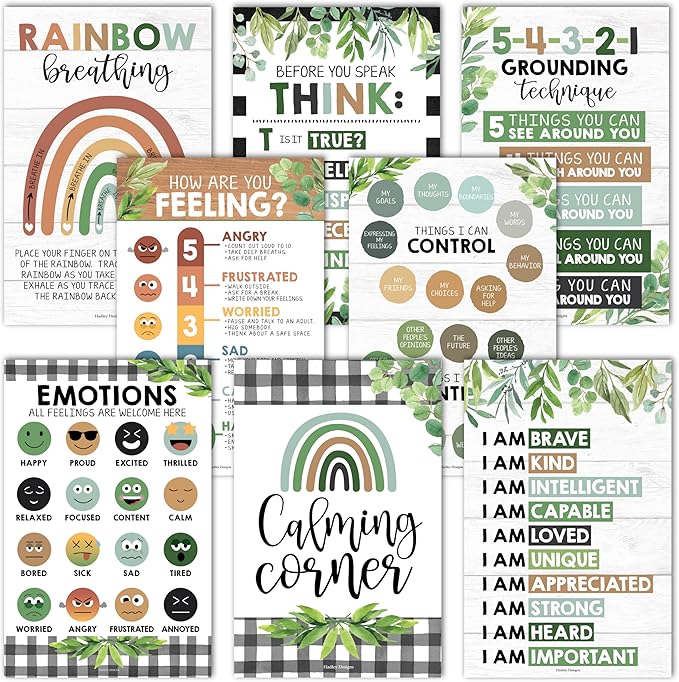 Amazon.com: 8 Calming Corner Posters For Classroom Must Haves For ...