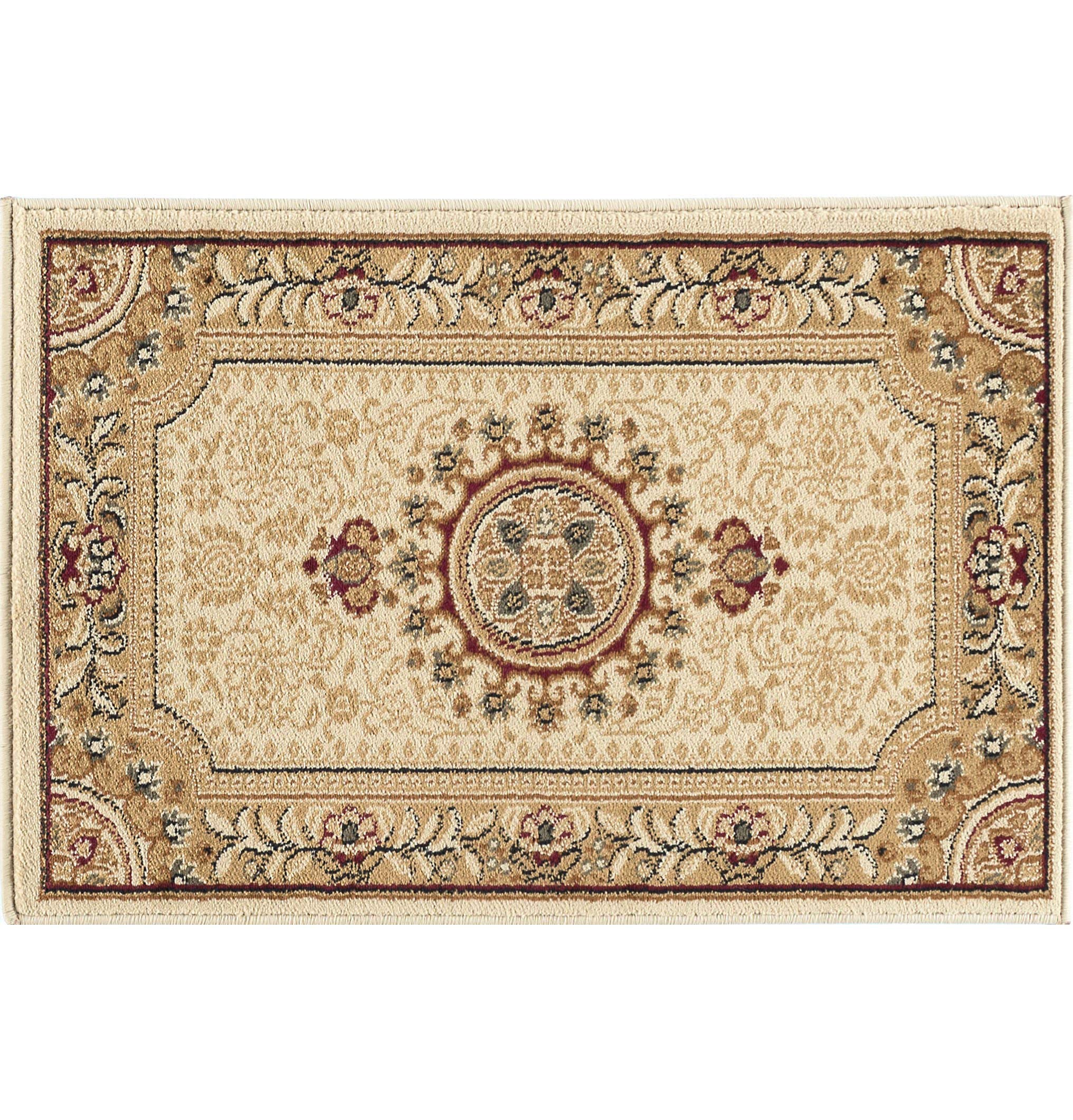 Jayden Traditional Oriental Ivory Scatter Mat Rug, 2' x 3'