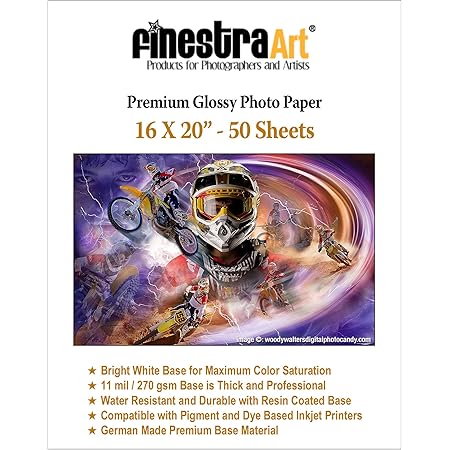 Amazon.com : 16" X 20" Premium Glossy Inkjet Photo Paper - 50 Sheets ...