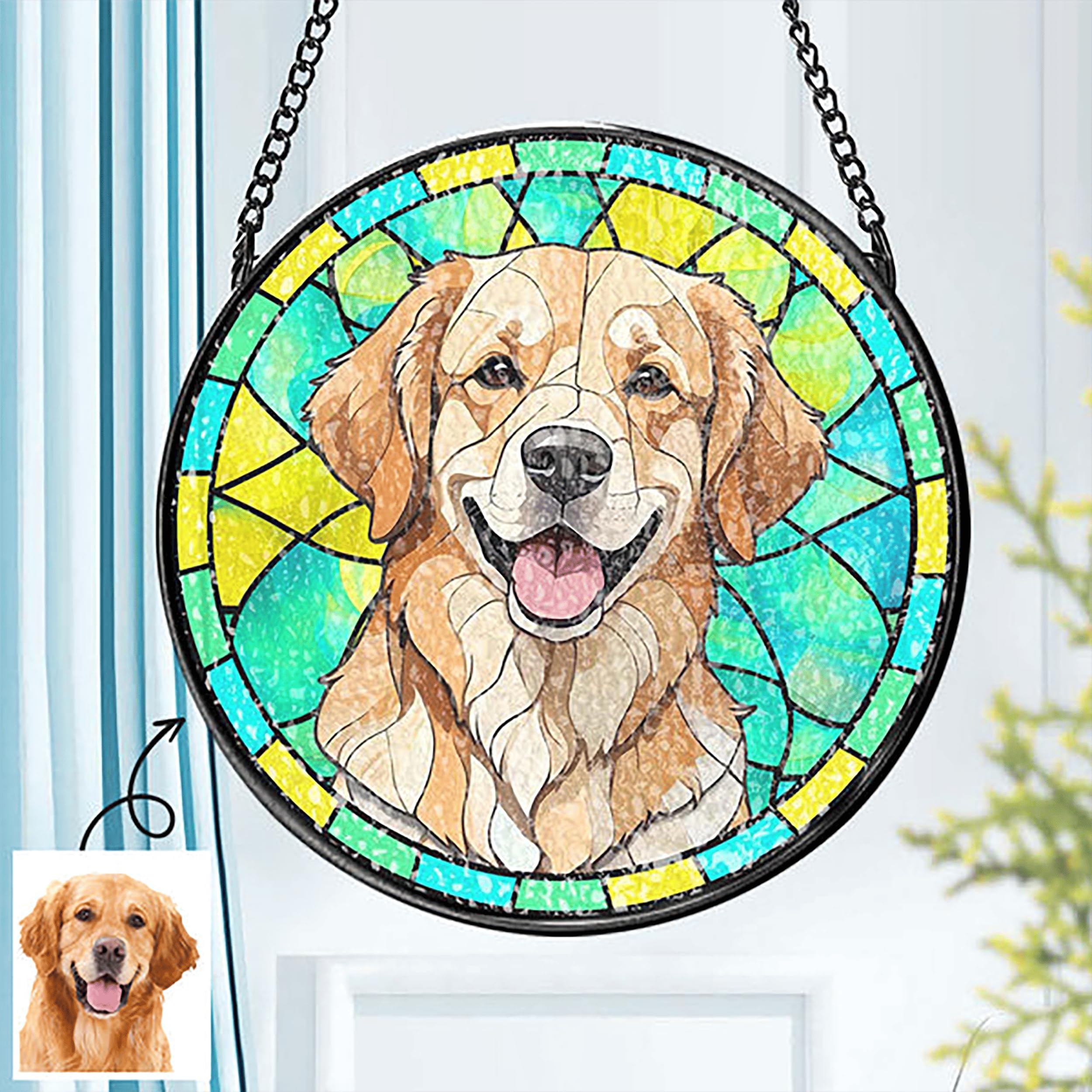 Amazon.com: Custom Pet Stained Glass Suncatcher Pet Ornament ...