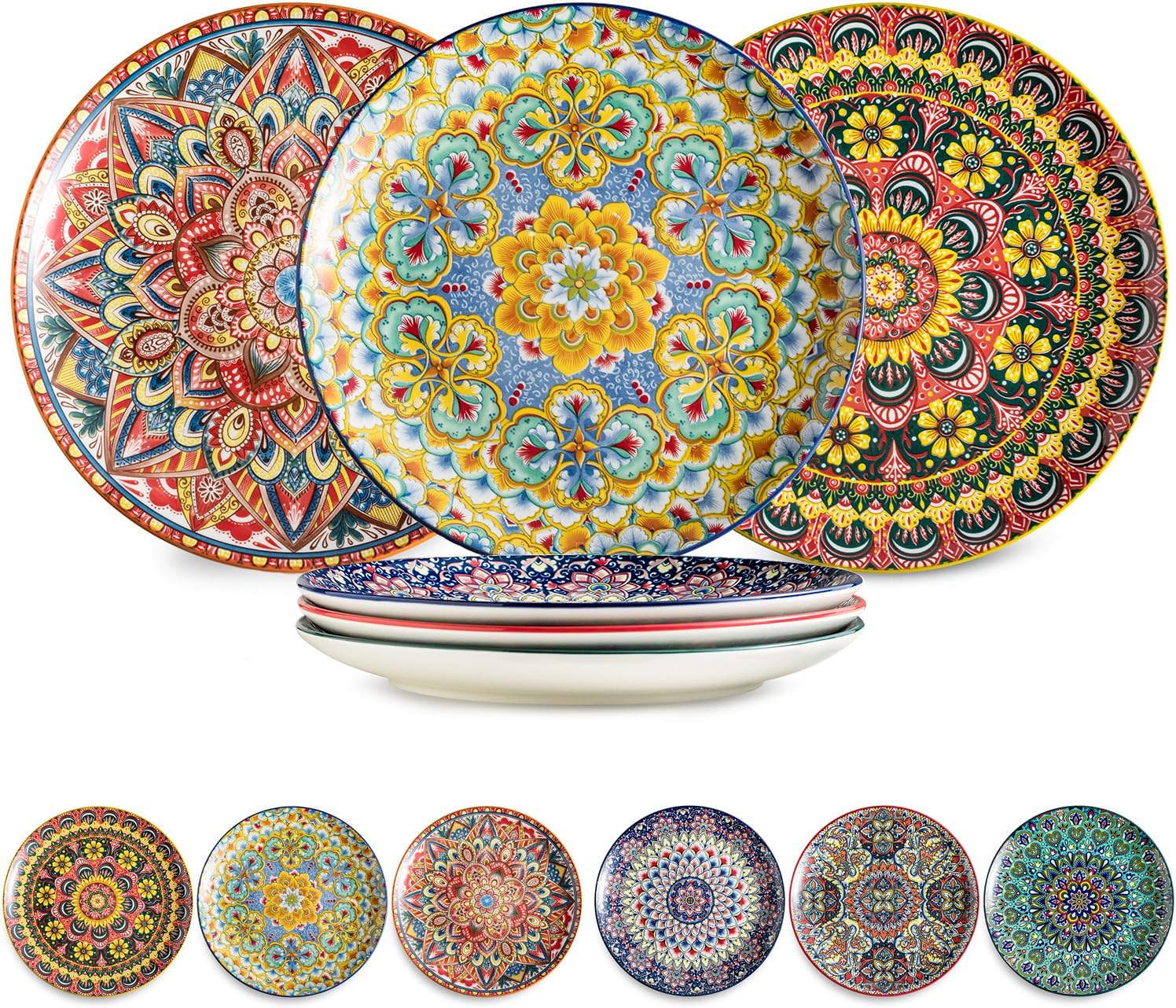 Amazon.com | Zelvori Ceramic Dinnerware Set, 10.5 Inch, Yellow and Blue ...