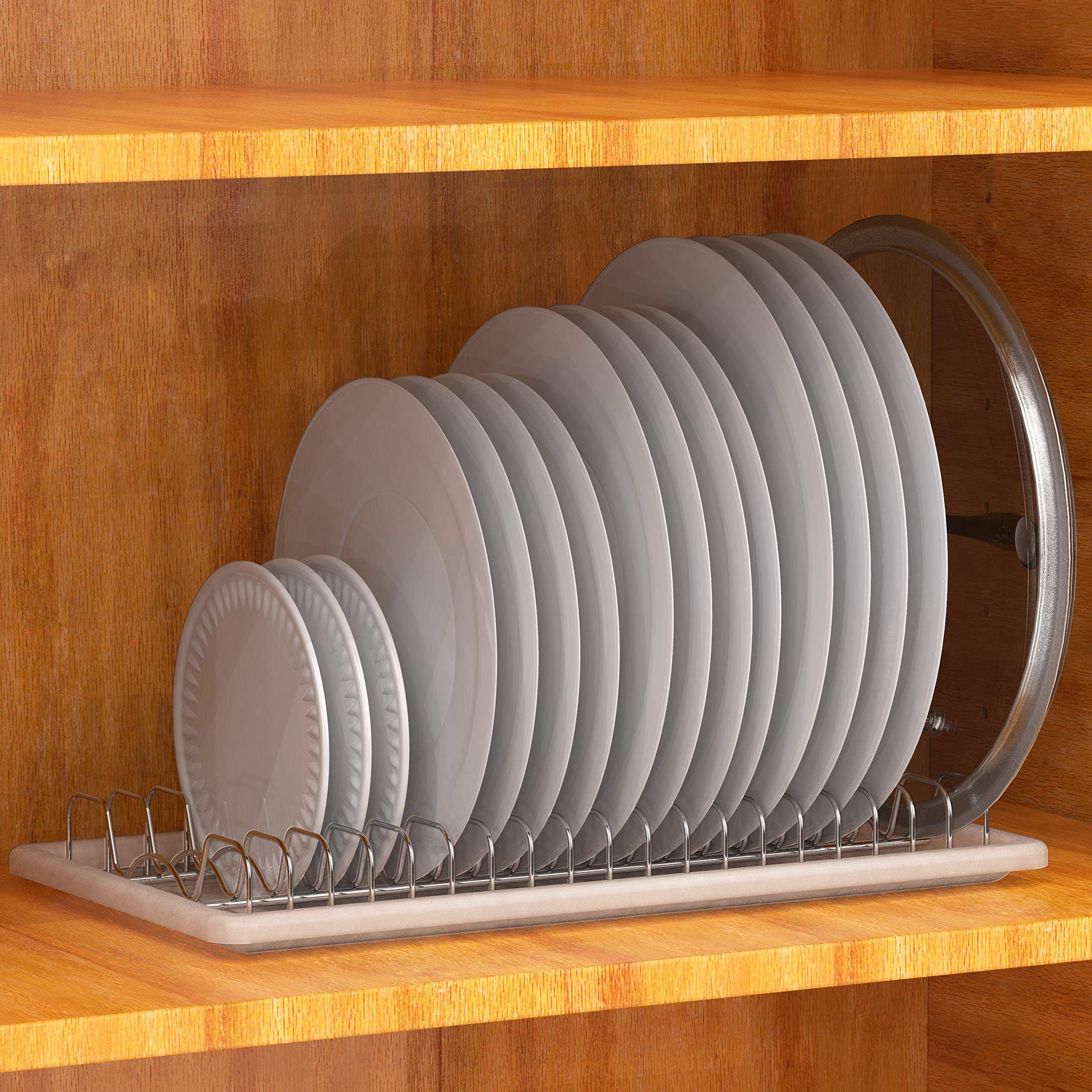 Simple Houseware Escurridor de platos con escurridor, chapado en cromo ...
