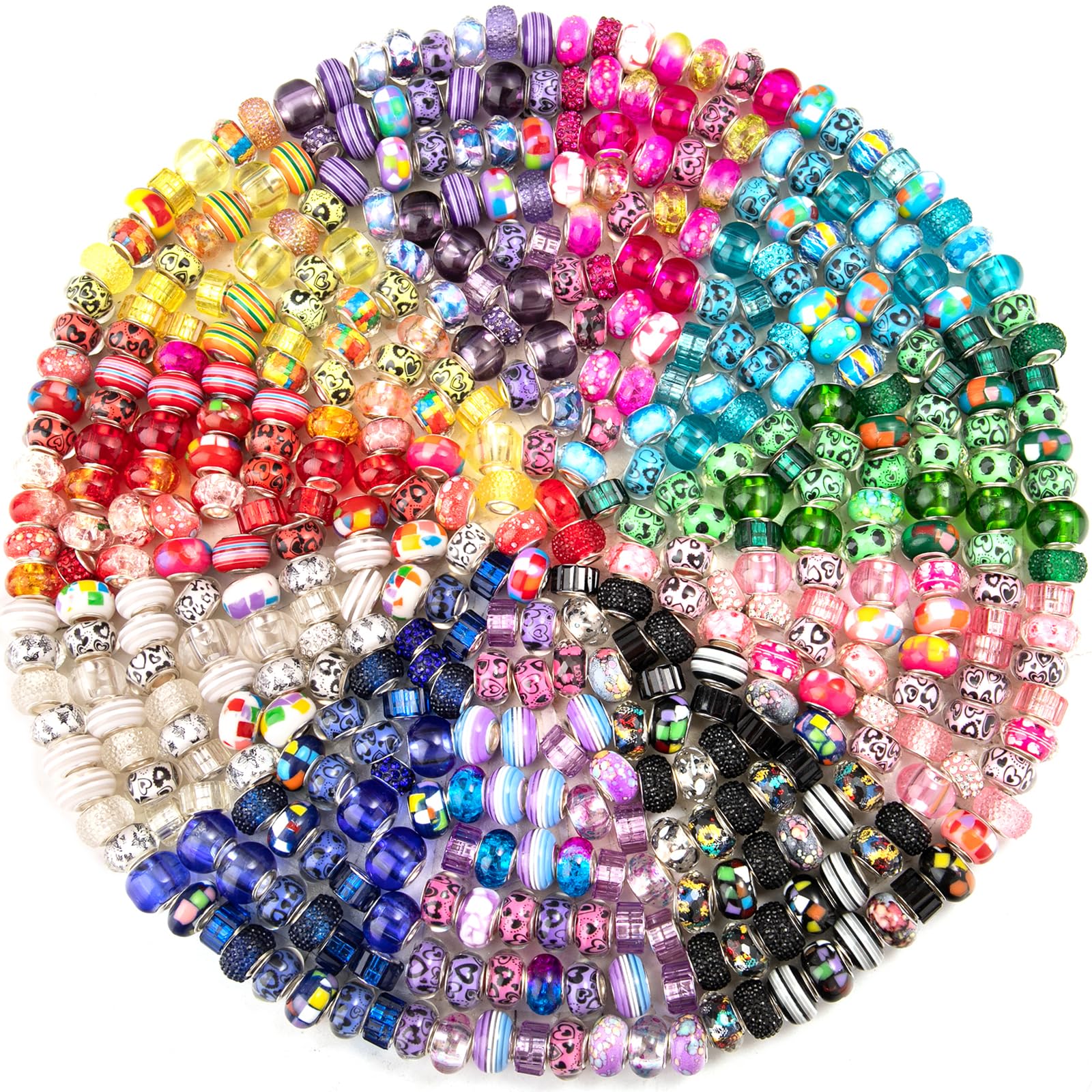 Amazon.com: 220Pcs European Large Hole Beads, Zyehxed Assortment ...