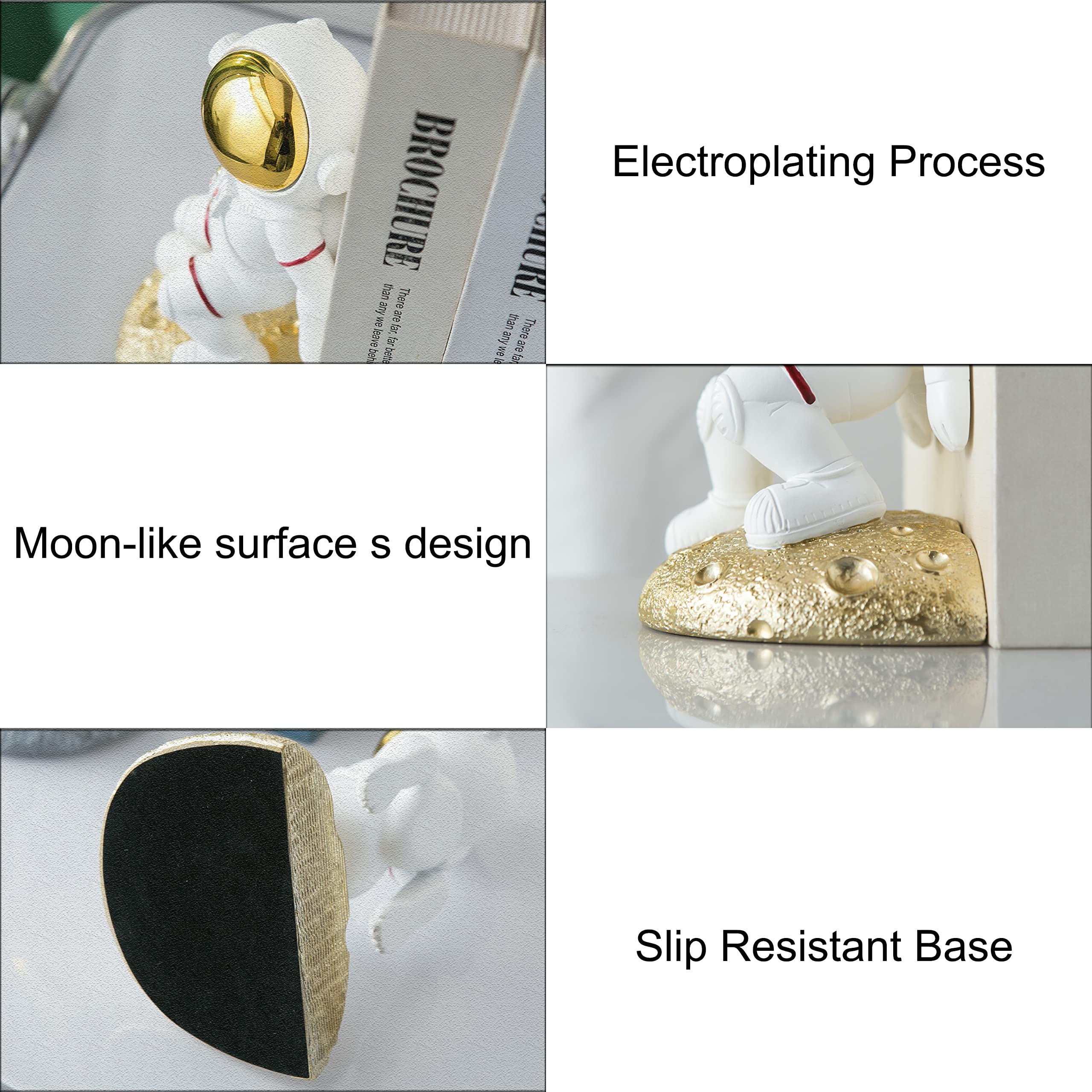 Banllis Space Theme Bookends for Shelves, Astronaut Moon Book Ends for ...