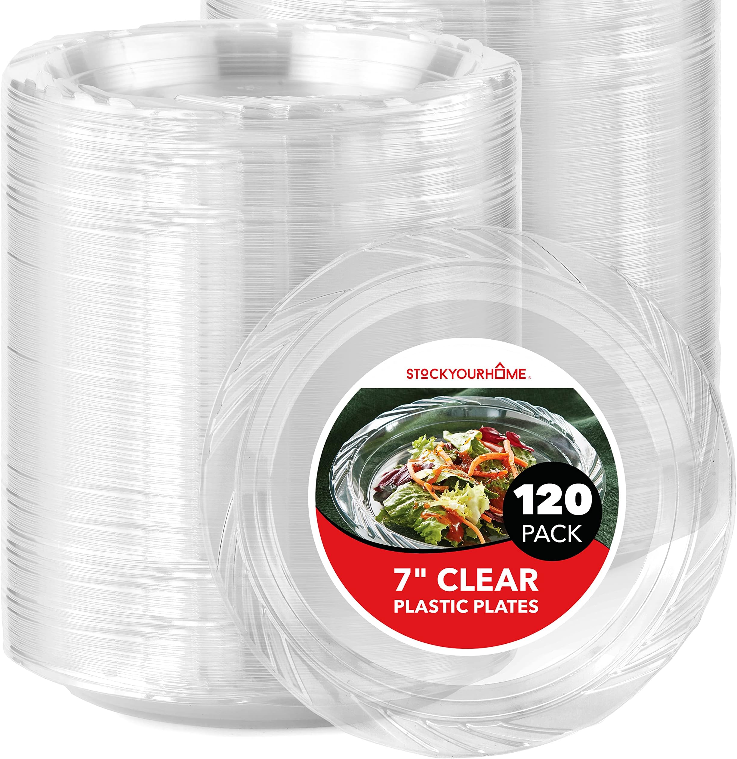 Amazon.com: 120-Pack Clear Disposable Plastic Plates - Value Pack | 7 ...