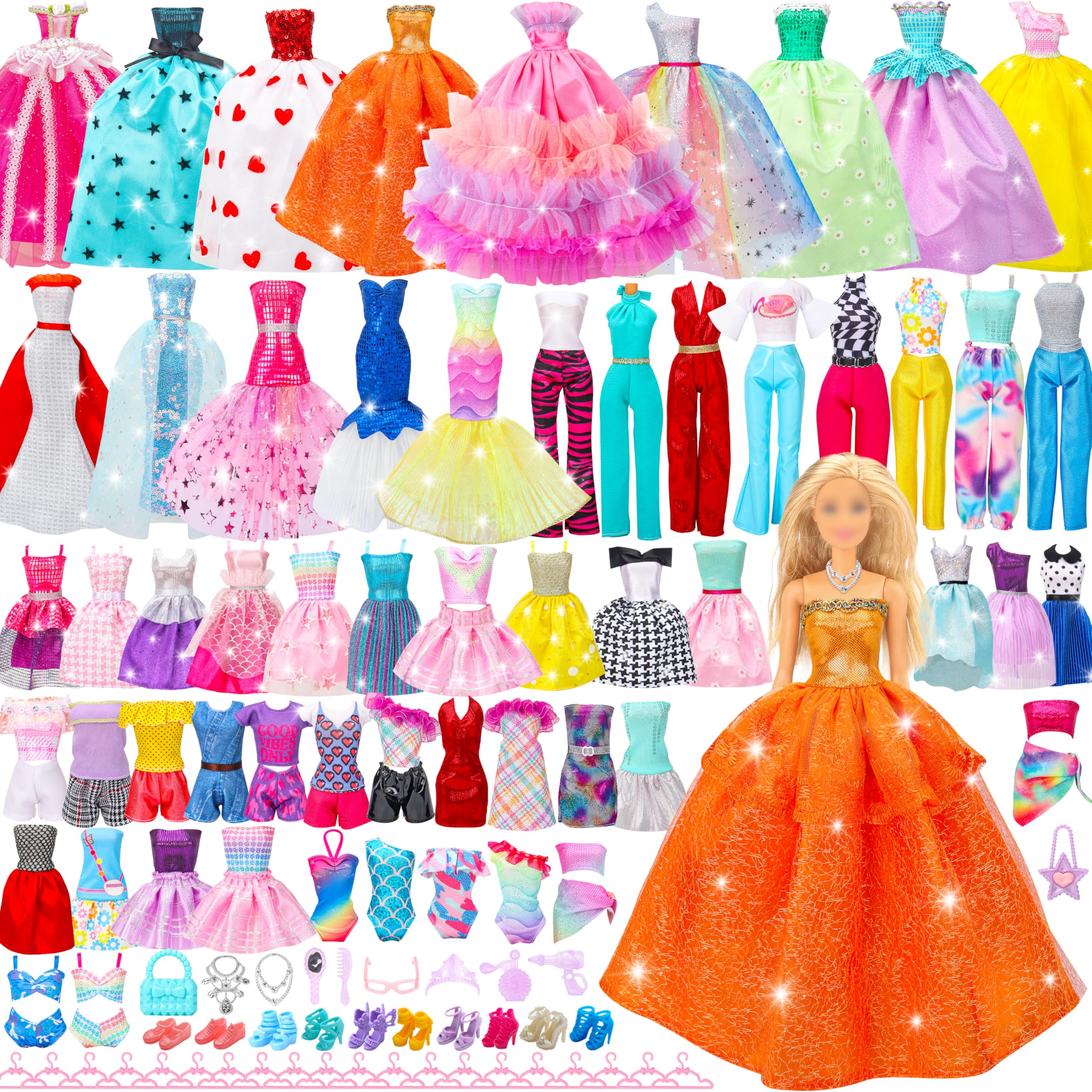 Amazon.com: Style Shine 56 Pcs Doll Clothes and Accessories,2 Wedding ...