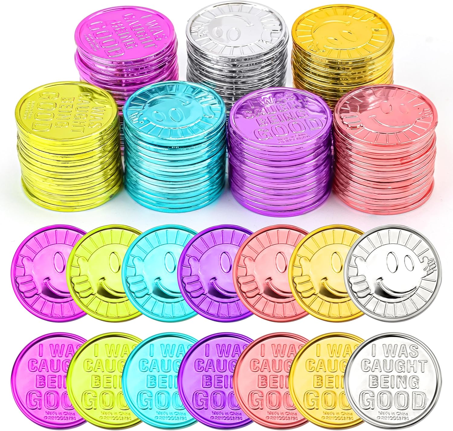 110Pcs Smile face Tokens for Kids Behavior Caught Being Good Coins 7 ...