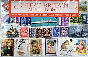 London England GB Great Britain British UK Stamp (100 Stamps All ...