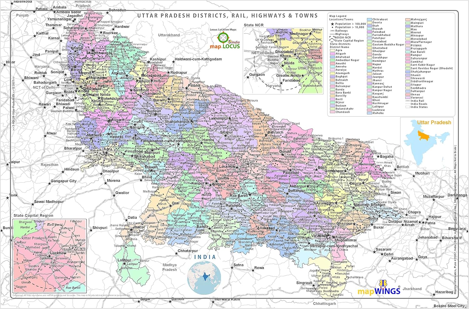 Amazon.in: Buy DURABLE MAGNETIC Paper Map of UTTAR PRADESH (UP) with ...