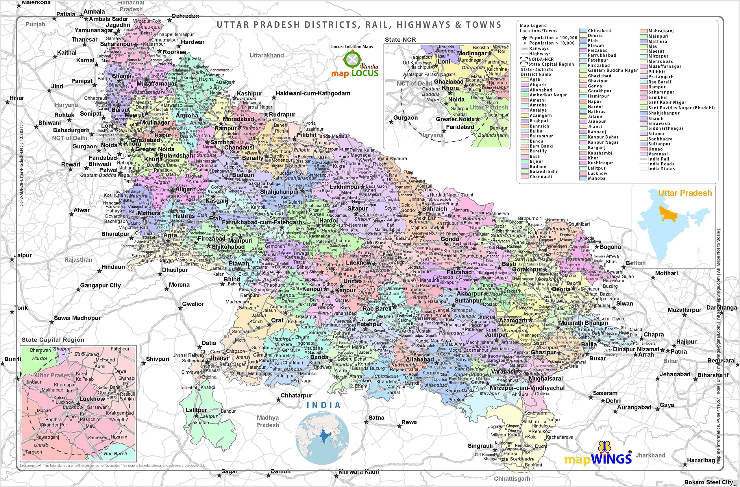 Uttar Pradesh District Map