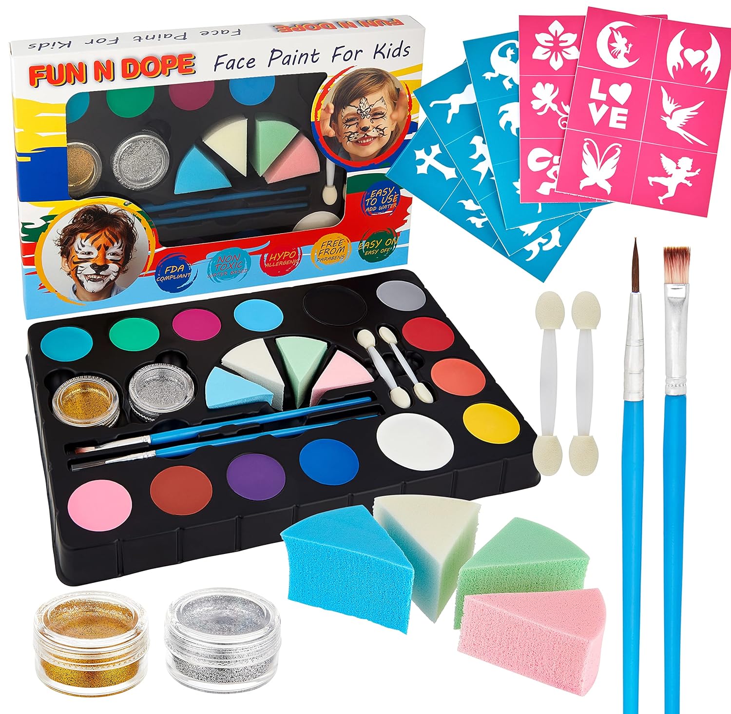 Amazon.com: Face Paint Kit for Kids and Adults - Face Painting Kit with ...