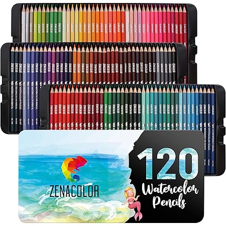 120 Zenacolor Watercolour Pencils, Numbered in a Case - Watercolour ...